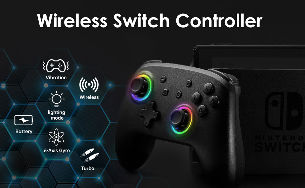 Switch Pro Controller with 8 Colors LED Light Rings – BINBOK